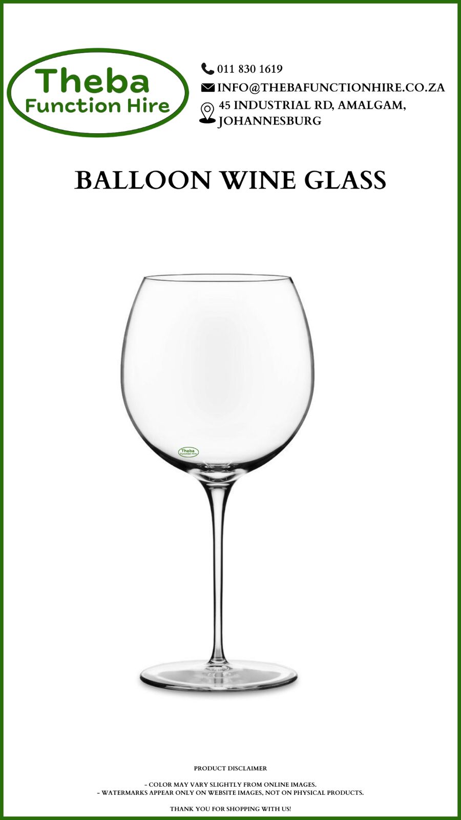 Balloon Wine Glass - Theba Function Hire