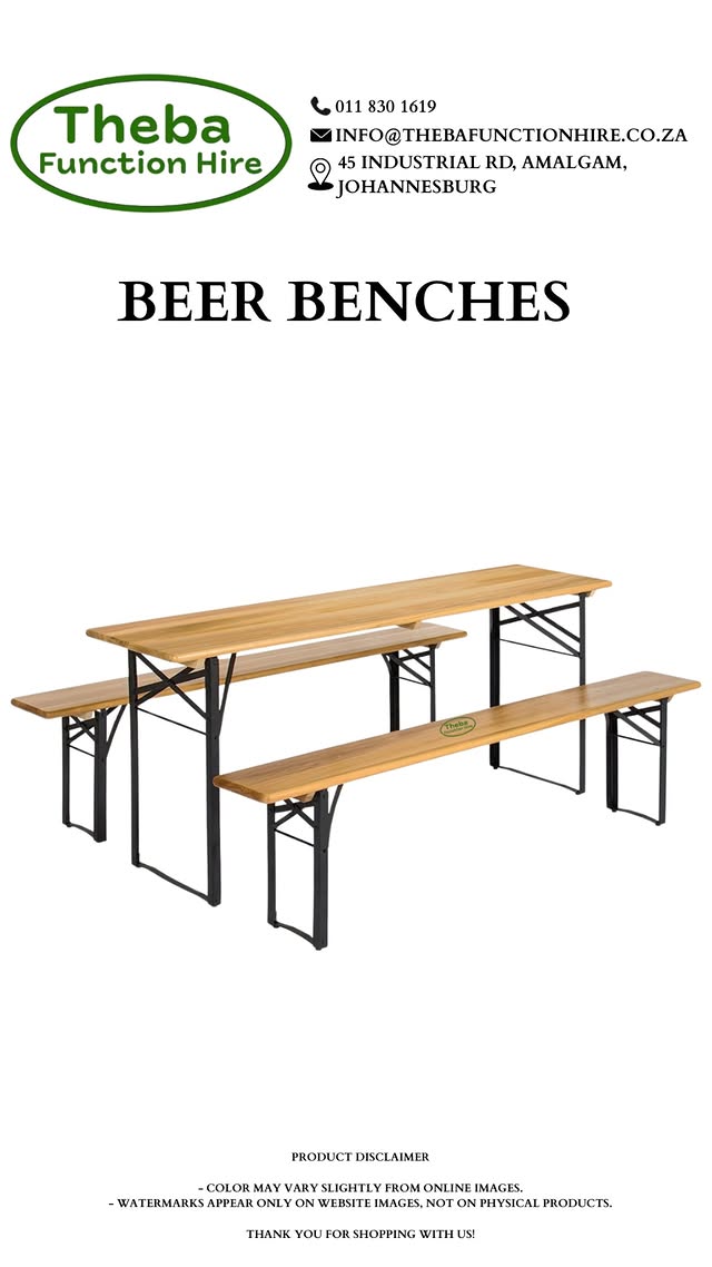 Beer Benches - Theba Function Hire
